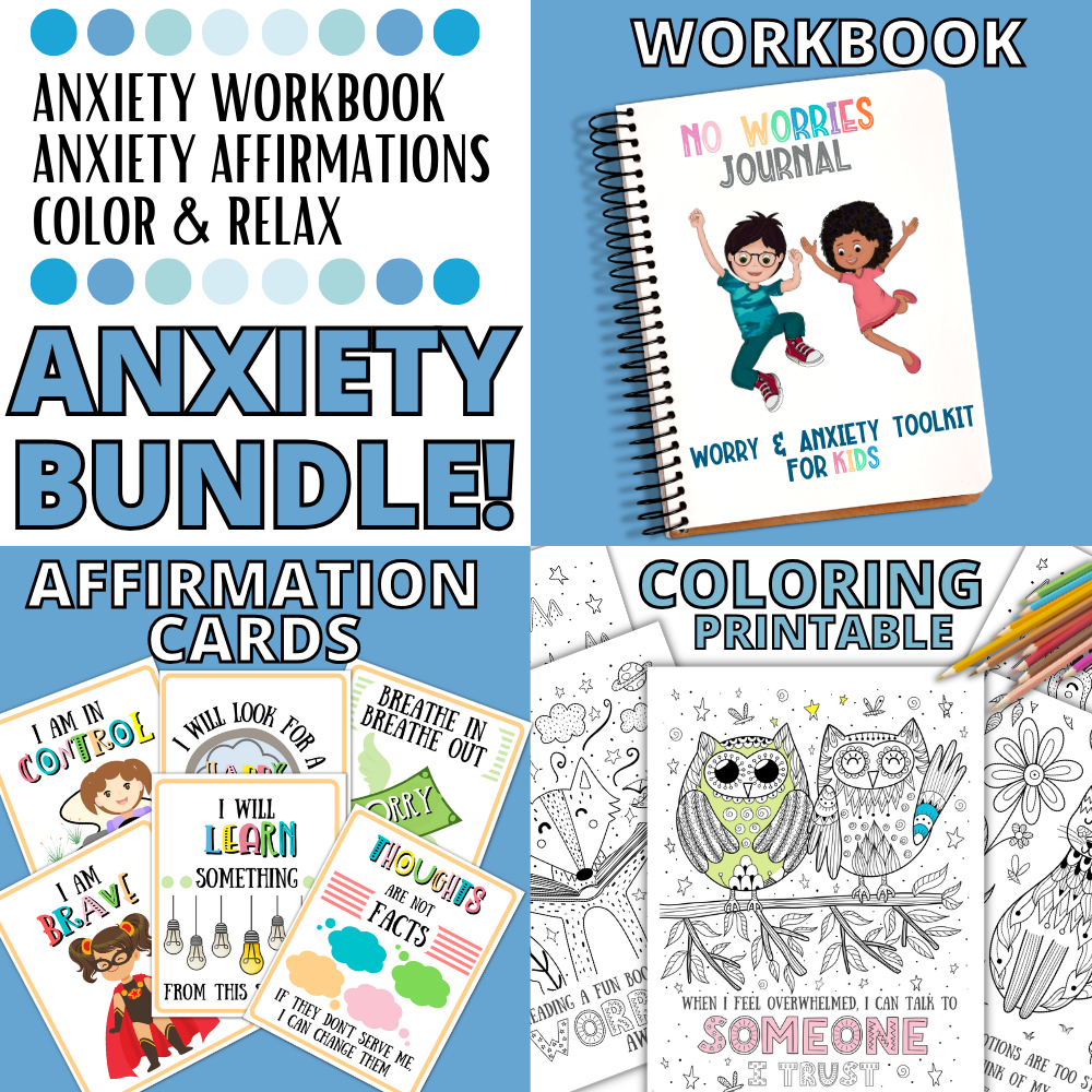 Anxiety BUNDLE for Kids (Workbook + Cards + Coloring Book) – Very ...