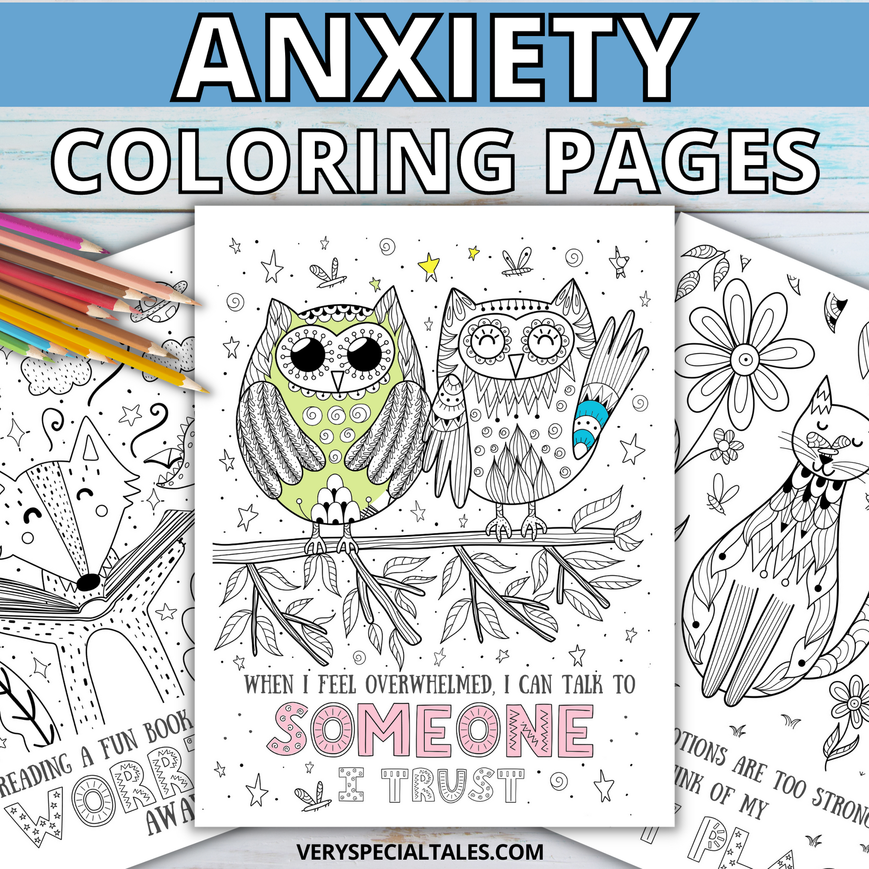 Color & Relax (Cute Animals Coloring Pages with Calm-Down Statements ...