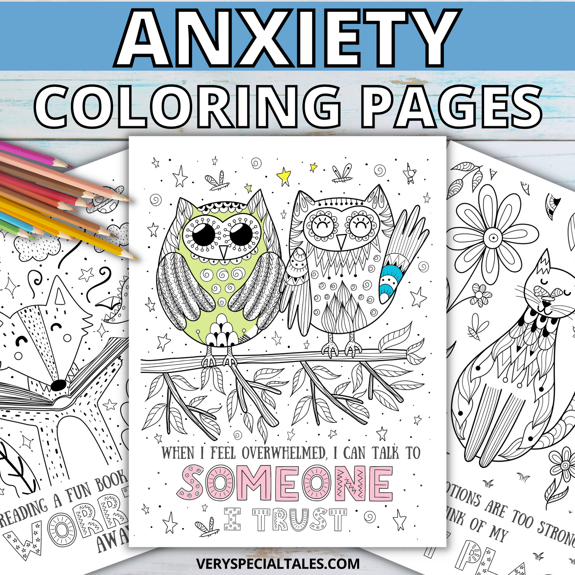 Color & Relax (Cute Animals Coloring Pages with Calm-Down Statements ...