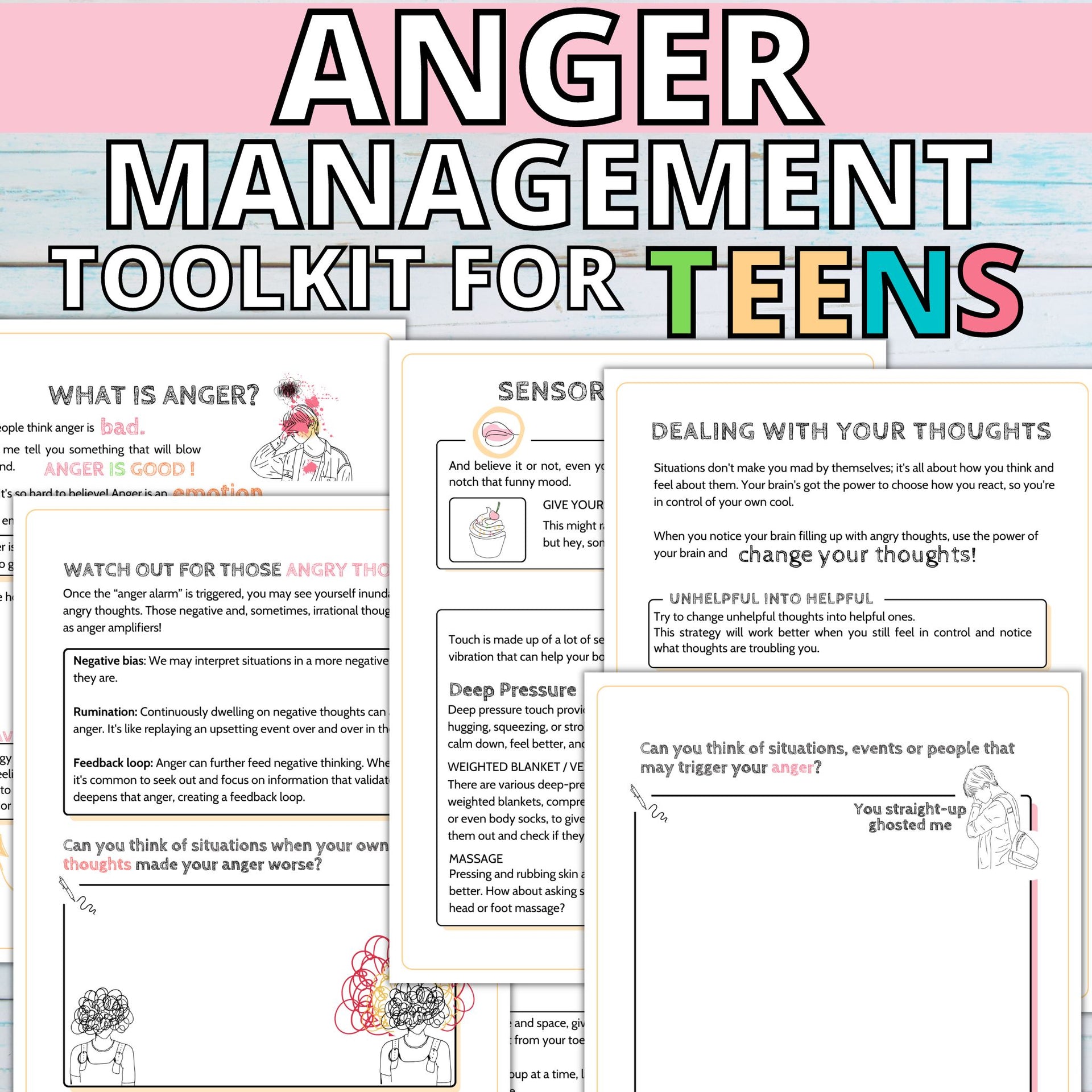 Teen Anger Management Toolkit (Workbook + Calm-Down Cards) – Very ...