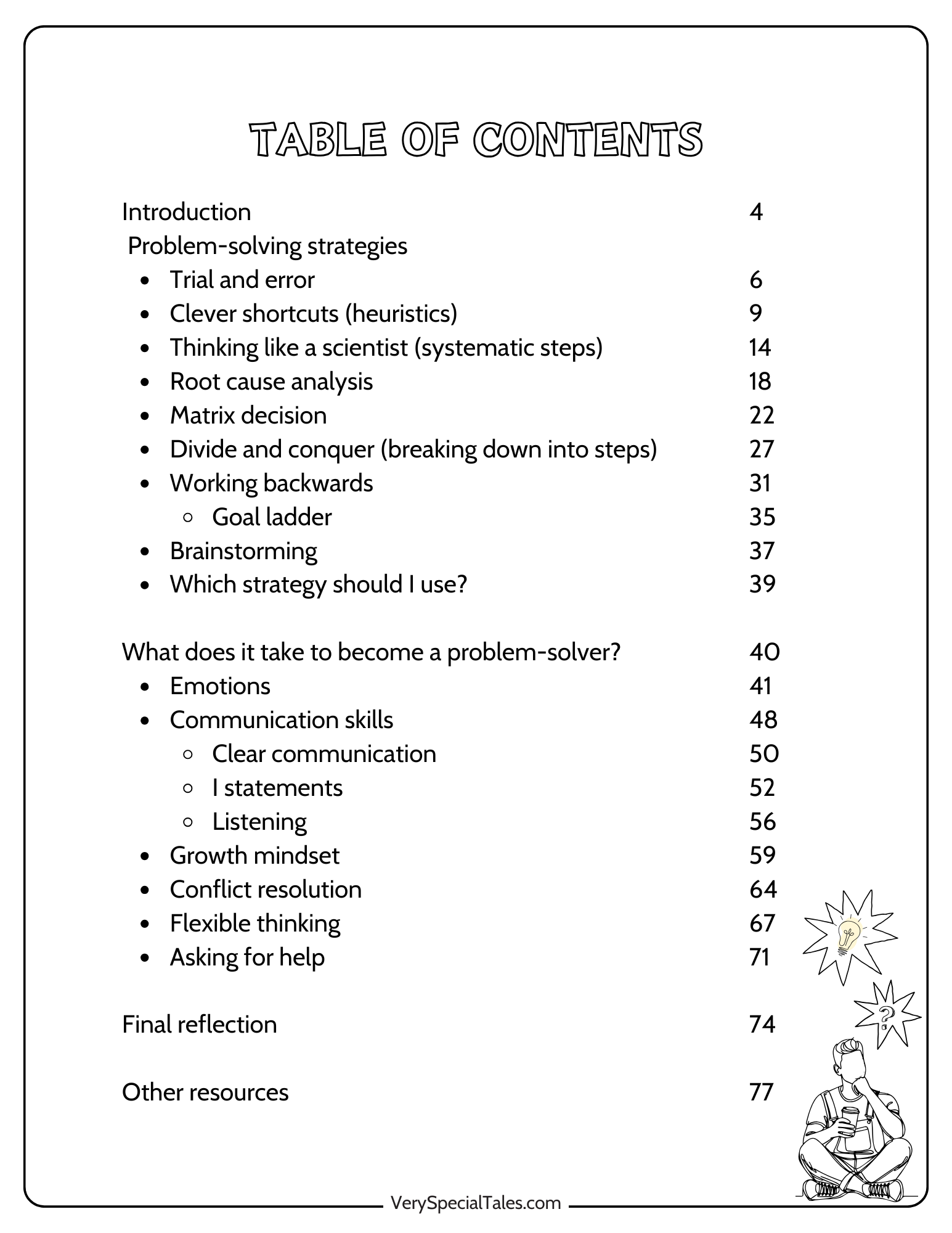Problem-Solving Worksheets for TEENS – Very Special Tales
