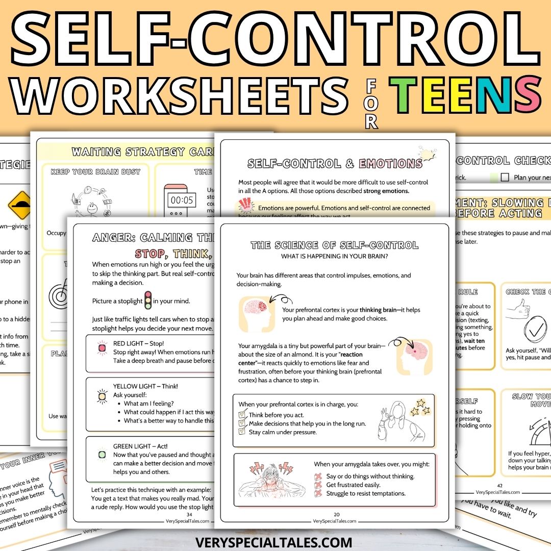 Self-Control Worksheets for Kids (PDF Format) – Very Special Tales