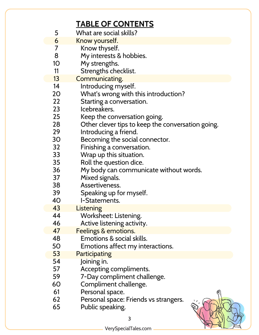 Social Skills Worksheets for TEENS – Very Special Tales