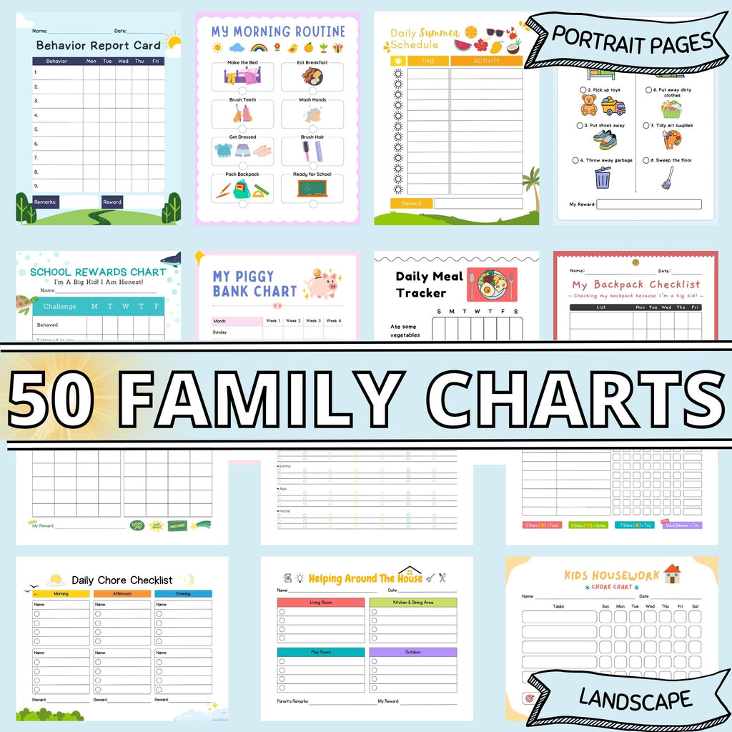 50+ Family and Chore Charts – Very Special Tales